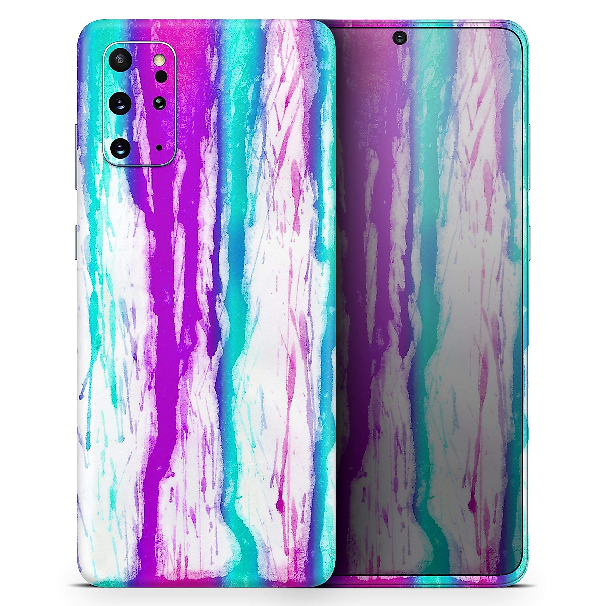 DesignSkinz Running Purple and Teal Watercolor Paint Protective Vinyl Decal Wrap Skin Cover Compatible with The Samsung Galaxy S20 (Screen Trim & Back Glass Skin)
