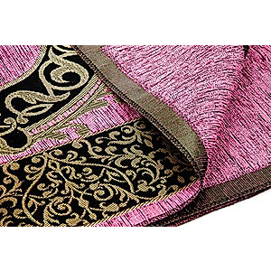 Muslim Prayer Rug with Prayer Beads | Janamaz | Sajadah | Soft Islamic Prayer Rug | Islamic Gifts | Prayer Carpet Mat, Chenille Fabric, Rose