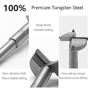 Bonsicoky 20Pcs Forstner Drill Bit Set 14-50mm, Carbide Woodworking Hole Saw Set, Flat Wing Counterbore Drill Bit Set with Plastic Storage Box for Wood Drilling