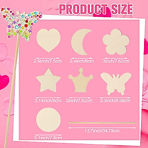 30 Pieces Princess Fairy Wands Kit Include 21 Wooden Fairy Wands Make Your Own Princess Wand, 6 Watercolor Brushes and 3 Gem Stickers Unfinished Wooden DIY Fairy Wand Art Craft Kit for Party Supplies