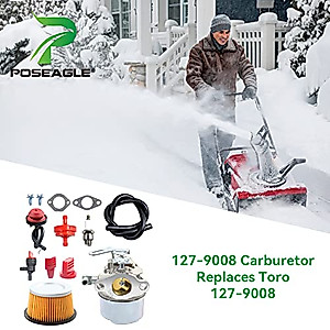 POSEAGLE 640084 Carburetor with 30727 Air Cleaner Replaces Tecumseh 632107, 632107A, 640084, 640084A, 640084B, 640299 for Tecumseh HSSK50, HSSK55, HS50, LH195SP, LH195SA Engines