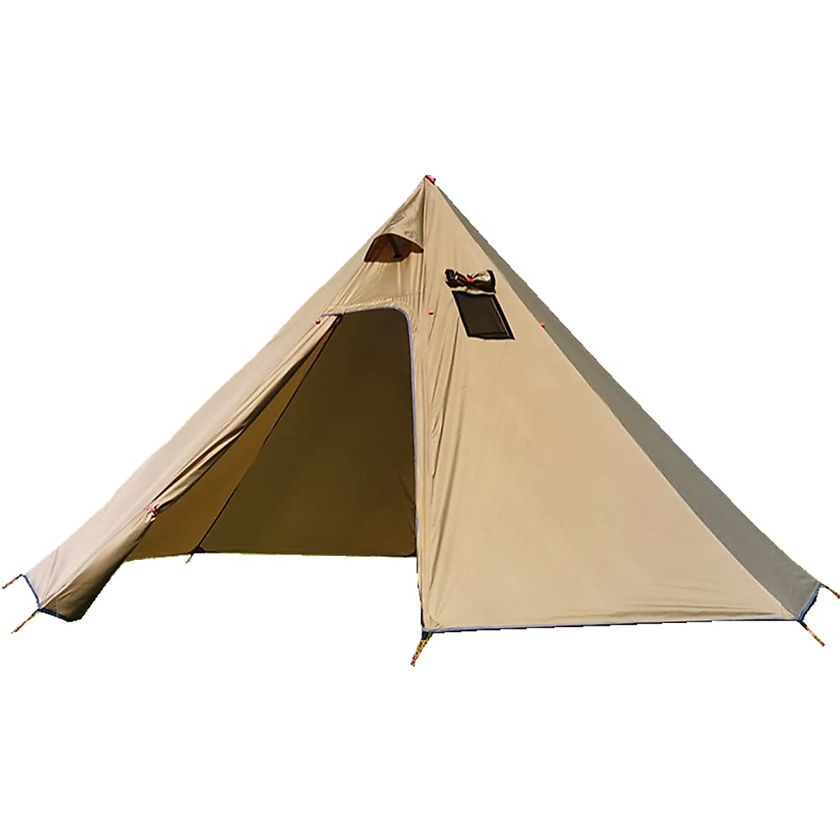 Genma0 Ultralight 2 Person Tipi Hot Tent with Fire Retardant Stove Jack for Flue Pipes with 2 Doors Brown Green (Brown-Green)