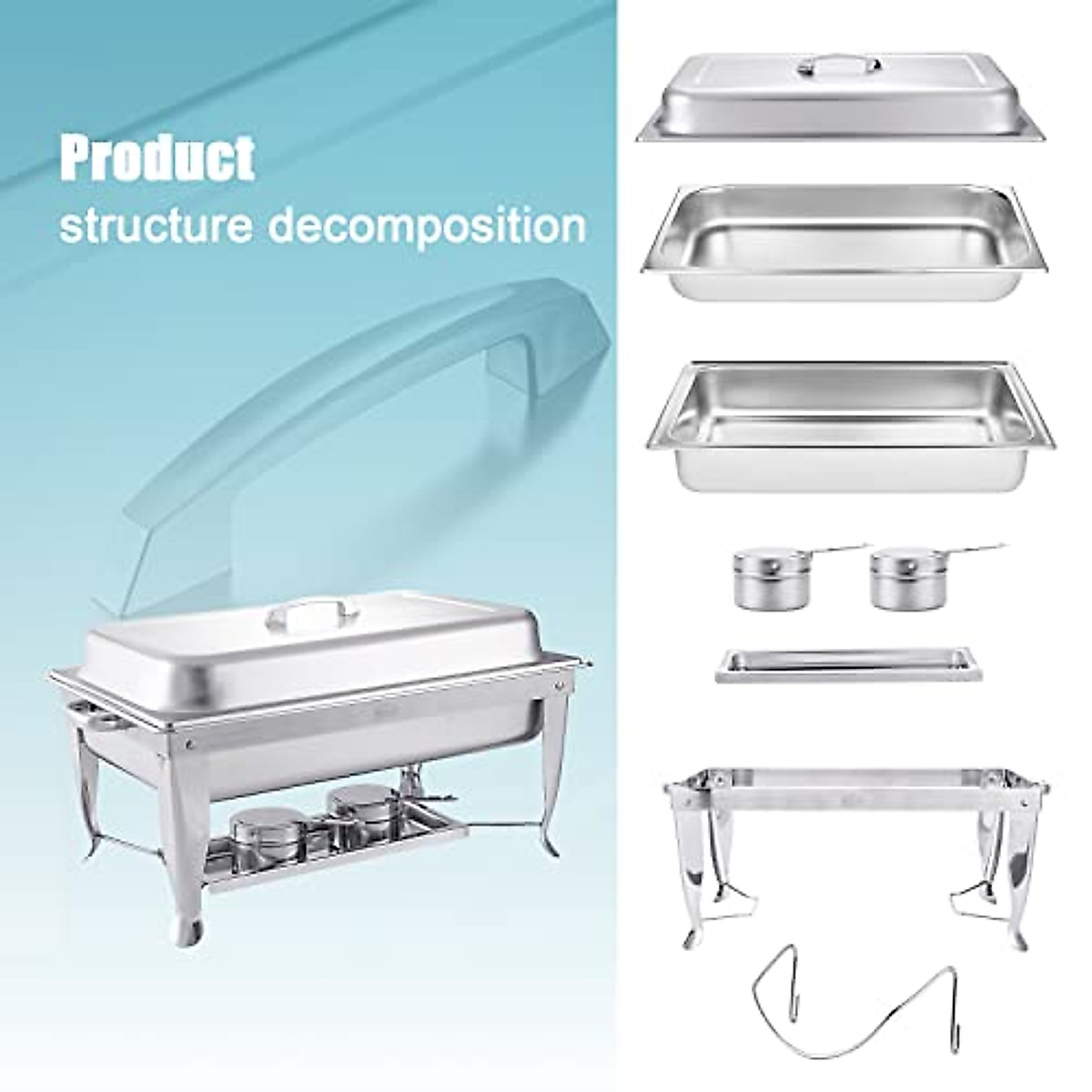 ORDINNER KIT 2 Pack 8QT Chafing Dish Buffet Set,Buffet Severs and Warmers Stainless Steel Chafer Set with Foldable Frame Chafing Server Set Food Warmer for Parties Catering Chafers C309