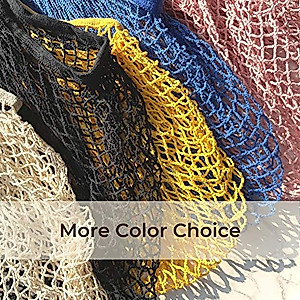 Yiplus Cotton Mesh Produce Bag, 2 Pack Reusable Ecology Washable Organic Shopping Grocery Farmer Market Bags String Net Tote for Vegetables and Fruit with Long/Short Handle (Beige)