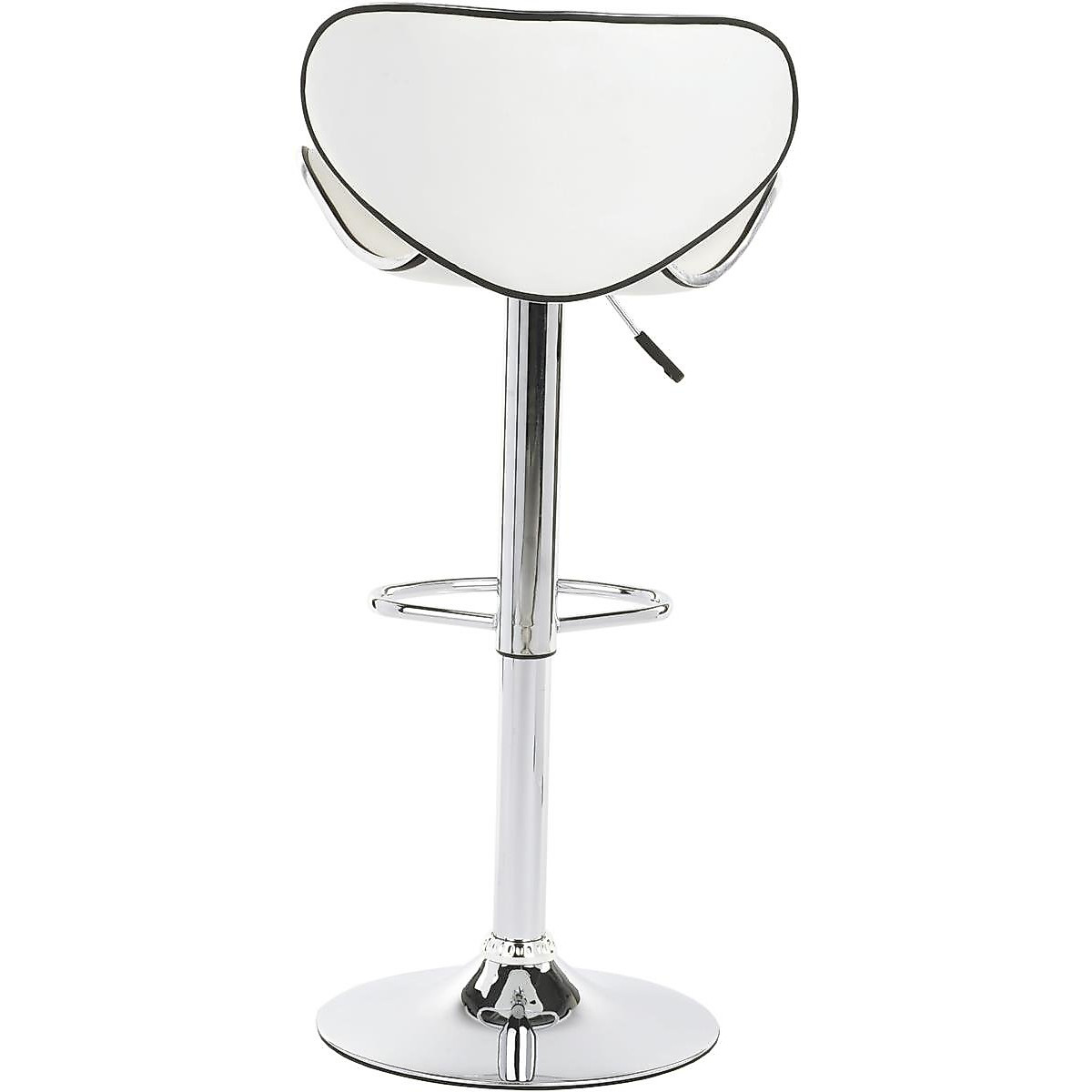 Displays2go White Cocktail Table with 2 Chairs, Adjustable Height, ABS Plastic and Steel Construction, Leatherette Upholstery – White, Chrome (TSFURNK14)