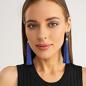 Zealmer Colorful Tassel Earrings For Women Bohemian Long Dangle Drop Statement Earrings Fashion Jewelry For Birthday Christmas Valentines Day Gift