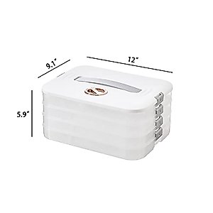 Jonvin 4-Layer Food Storage Containers,Food Storage Containers with Lids Dumpling Storage Box,Good Sealing,Stackable Dumpling Food Containers