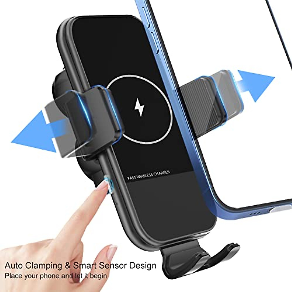 Wireless Car Charger,HYUNDAI 15W Qi Fast Charging Auto Clamping Car Charger Phone Mount for Car Air Vent Compatible with iPhone 13/12/11/X, Samsung Galaxy S22+/S21/S10/Note 20 etc