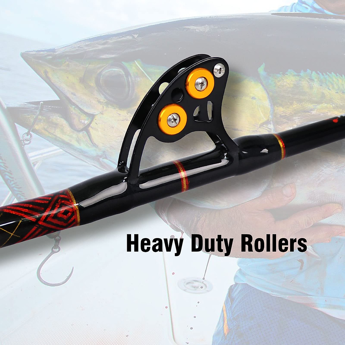 Fiblink Bent Butt Trolling Rod 2-Piece Saltwater Offshore Fishing Rod Big Game Roller Rod Conventional Boat Pole (6' / 80-120lb)