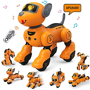 FUUY Robot Dog Toys for Kids Ages 4-7 Year Old Interactive Robo Dog Toy FollowMe RC Robot Toys Intelligent Remote Control Dog with Sing Dance Programmable Design Robotics Pets Birthday Gifts Boy Girl