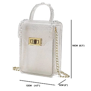 MIFORINES Jelly Crossbody Cell Phone wallets Shoulder Purses Handbag for Women (Silver)