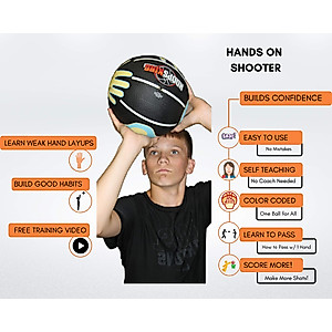 HOOPSKING Skill Shooter Basketball, Basketball with Hands On It - Always Shoot The Ball Correctly (Intermediate 28.5")