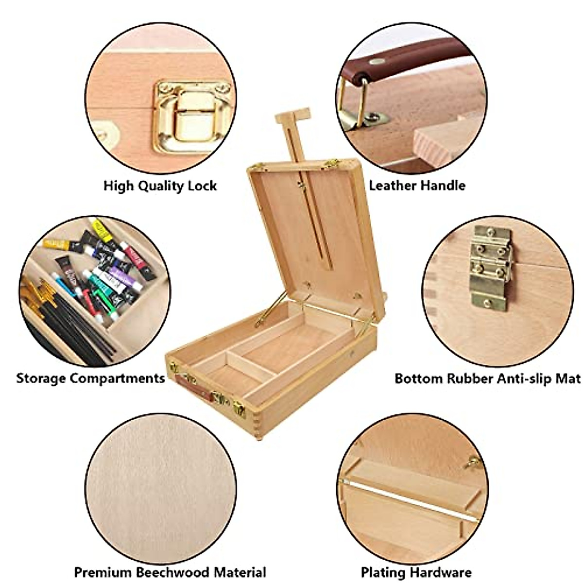 Louise Maelys Tabletop Easel Beechwood Art Easel for Painting Canvases Table Easel Stand for Painters Painting by Numbers, Students Beginners Artist Adults