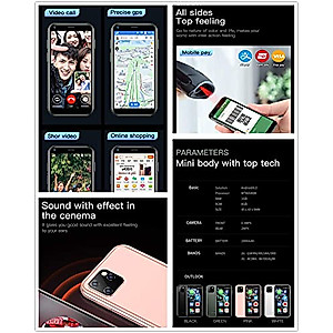 SOYES XS11 3G Mini Smartphone 2.5Inch WiFi GPS China Mobile 1GB RAM 8GB ROM Quad Core Android Cell Phones 3D Glass Slim Body HD Camera Dual Sim Google Play Cute Smartphone (Pink)