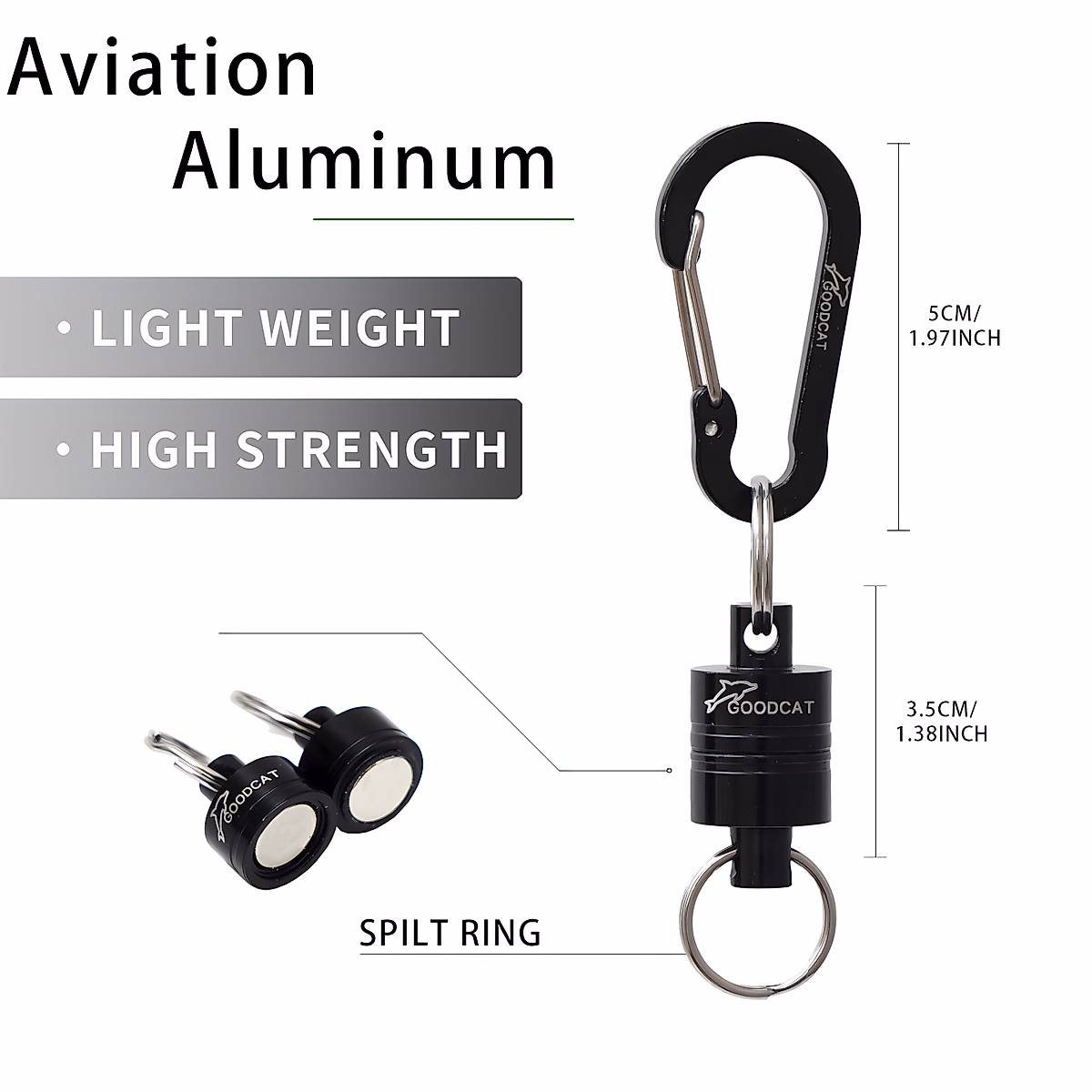 GOODCAT Fly Fishing Net, Bass Trout Landing Net, Folding Fishing Nets Fresh Water, Safe Fish Catching or Releasing, Fly Fishing net Magnetic Release (A:Square-Extend Length:24.6")