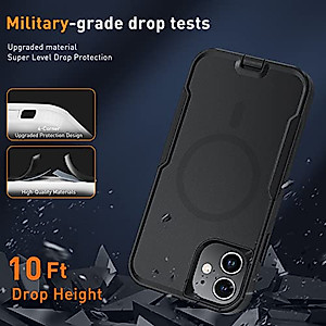 Xmon Magnetic Case for iPhone 11 Case [MIL-Grade Drop Tested & Compatible with MagSafe] Tempered Glass Screen Protector with Camera Lens Protector Phone Case Cover for Apple iPhone 11 (Black)