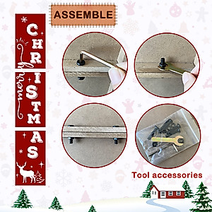 CHRISTMAS DOOR DECOR-Merry Christmas Wooden Welcome Sign Vertical Porch Sign