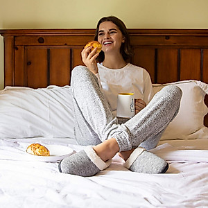 Wishcotton Women's Lamb-rub Sherpa House Slippers Memory Foam Indoor Outdoor, Grey, 8-9 US