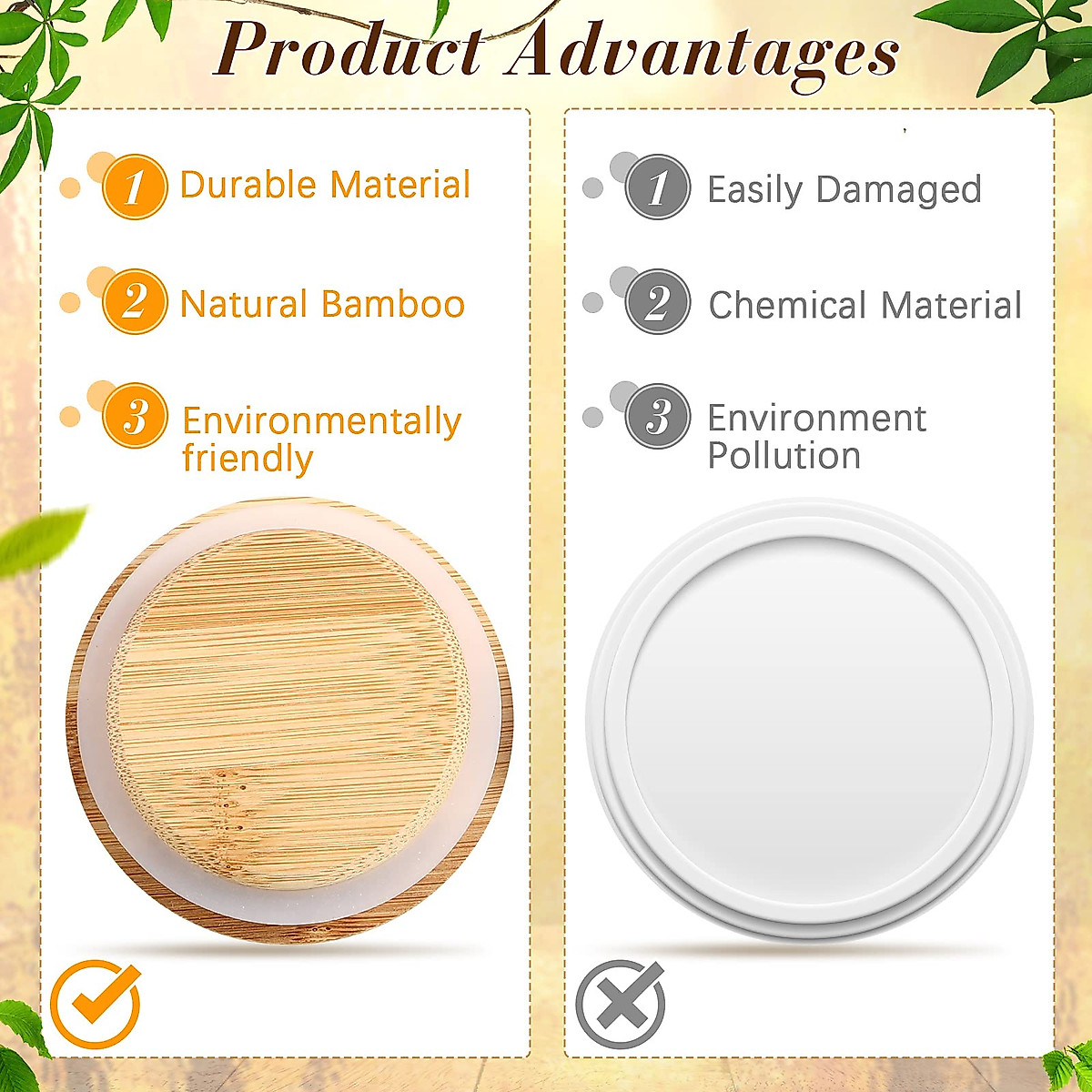 24 Pieces Bamboo Mason Jar Lids Storage Canning Jar Lids for Regular Mouth and Wide Mouth Wooden Bamboo Lids for Mason Jars Mason Jar Accessory, 2 Sizes