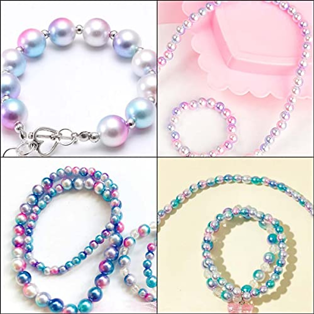 1200 Pieces Gradient Pearl Beads for Jewelry Making Faux ABS Pearls Beads for Craft DIY 6mm Loose Round Spacer Beads with Hole Multicolored Smooth Beads for Bracelets Earrings Necklaces (15 Colors)