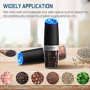 Ebaco Gravity Electric Salt and Pepper Grinder-Automatic Pepper Mill Battery Operated Grinder with LED Light, Refillable and Adjustable Coarseness(1PCS)