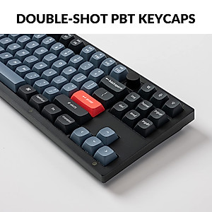 Keychron V3 Wired Custom Mechanical Keyboard Knob Version, TKL QMK/VIA Programmable Macro with Hot-swappable Keychron K Pro Red Switch Compatible with Mac Windows Linux (Frosted Black-Translucent)