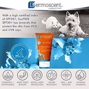 Dermoscent SunFREE SPF30+ Cat & Dog Sunscreen - Safe & Natural Mineral Sunscreen Moisturizing Sun Protection - 30 Ml / 1 Fl. Oz.