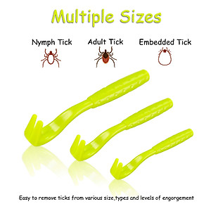 Tick Removal Tool Kit, Include 3 Pieces Plastic Removers, 3 Pieces Stainless Steel Tweezers with Comb for Dog and Cats (Fluorescent Green)