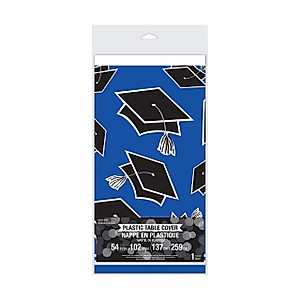 Creative Converting Plastic Tablecover, 54" x 102", Cobalt Blue