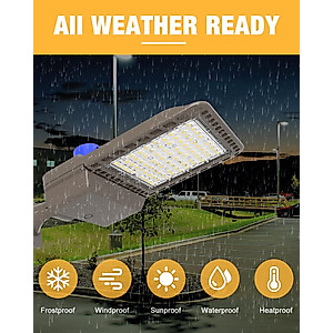 JC-LGL LED Parking Lot Light 200W 3 Pack, LED Shoebox Light with Arm Mount, 28000LM 5000K Daylight, IP65 Waterproof Dusk to Dawn Parking Lot Light, LED Area Light for Parking Lot Roadway