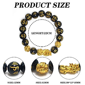 Black Obsidian Wealth Bracelet, 2 Pcs Pi Xiu Bracelet Good Luck Bracelets for Women Men Attract Wealth Money Jewelry