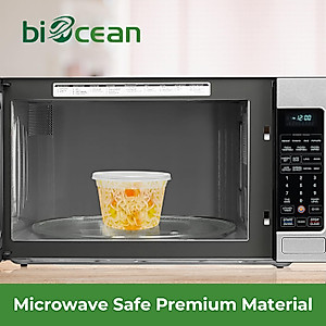 biocean 16 Oz Resuable Deli Containers With Lids Freezer Food Storage Containers Airtight Bulk 50 Set BPA-Free Plastic Soup Container Microwave Leakproof Deli Cups For Meal Prep,Leftover-Home/Takeout