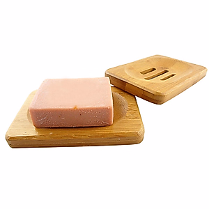 AkoMatial 1Pc Natural Bamboo Wood Soap Dishes Soap Tray Dish Storage Holder Plate for Shower Bathroom
