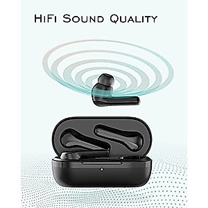 Wireless Earbuds, GRV T5 Bluetooth 5.0 Earbuds with Microphone 34H Playtime Touch Control Clear Call IPX7 Waterproof, Earbud & in-Ear Headphones for Sports (Black)