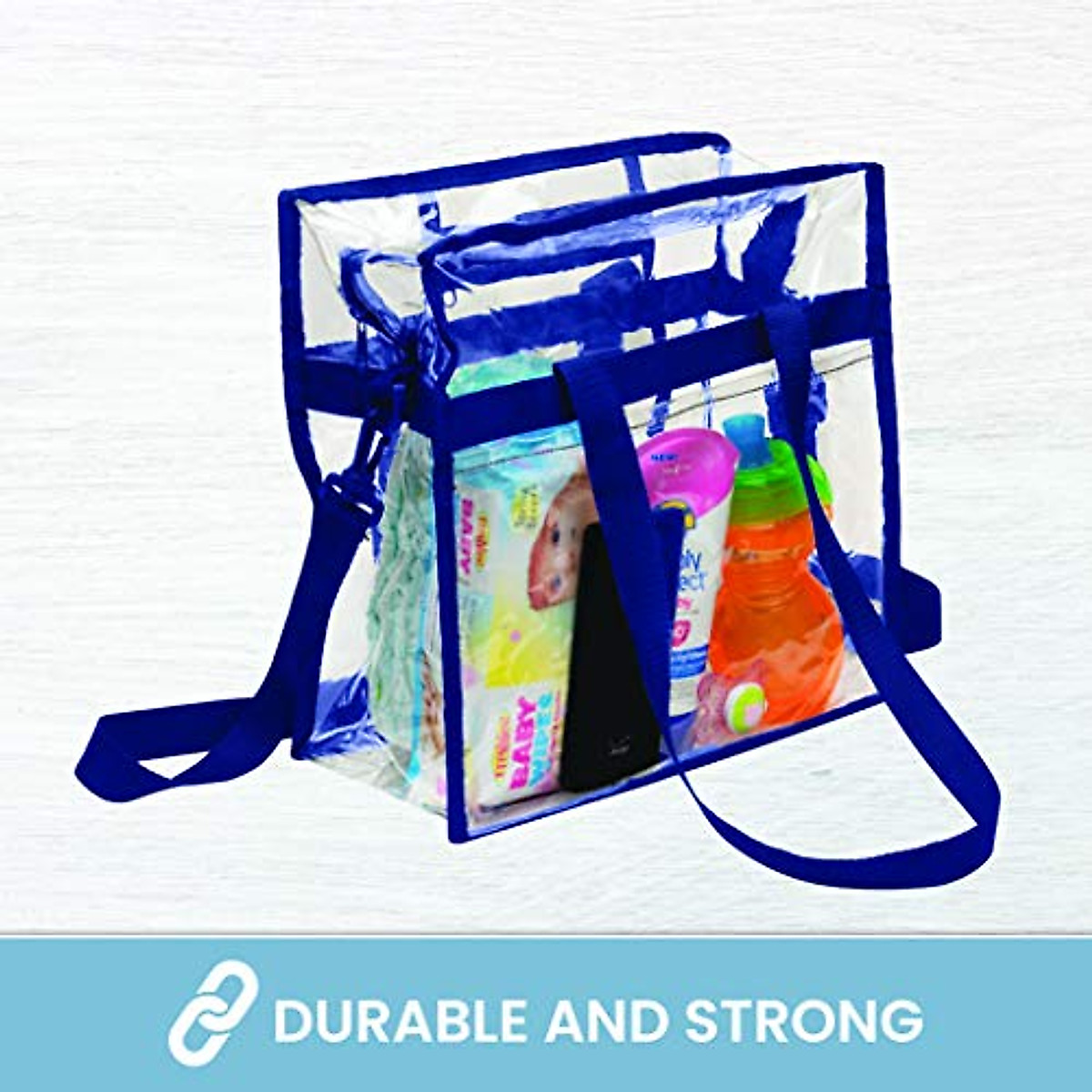 Bags for Less Clear Bag Stadium Approved Tote with Handles Double Zippers Adjustable Shoulder Straps