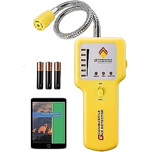 Gas Leak Detector & Natural Gas Detector: Portable Gas Sniffer to Locate Leaks of Multiple Combustible Gases Like Propane, Methane, LPG, LNG, Fuel, Sewer Gas with 12" Flexible Sensor Neck
