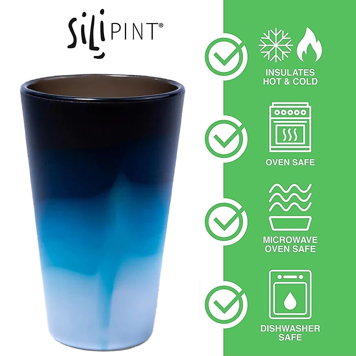 Silipint: Silicone Pint Glasses: 4 Pack (2) Sun Storm & (2) Moon Beam - 16oz - Reusable, Sustainable, Unbreakable, Holiday Parties