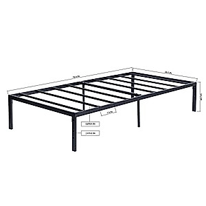 Epinki Metal Bed Frame Twin Size Single Platform Mattress Base, Metal Tube Twin Size, Black No Box Spring Needed