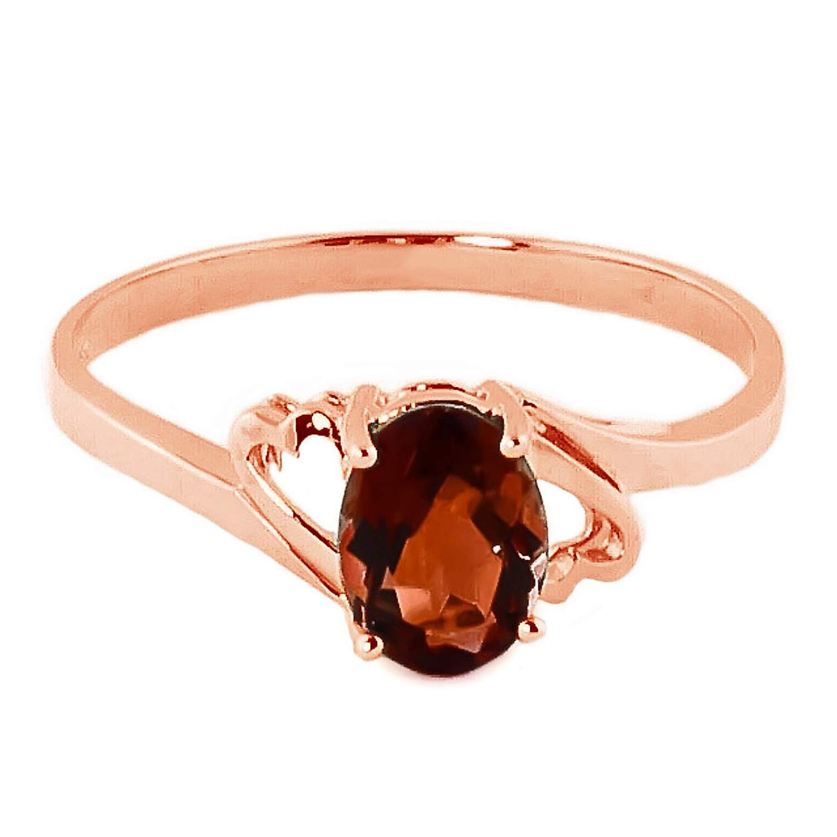 Galaxy Gold GG 14k Rose Gold Ring with Oval-shaped Natural Garnet - Size 6