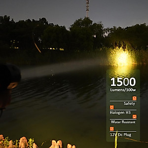 Handheld Spotlight 1500 Lumens 12V Plug Spot Light LED for Boat Camping Flashlight Hunting Spotlight Car Spotlight Marine Flashlight