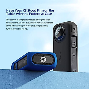 Rszfnjxry Silicone Protective Cover Case and Lens Guards Cap for Insta360 x3,Bundle Include 1pc Black Silicone Case+2pcs Lens Guards Cap