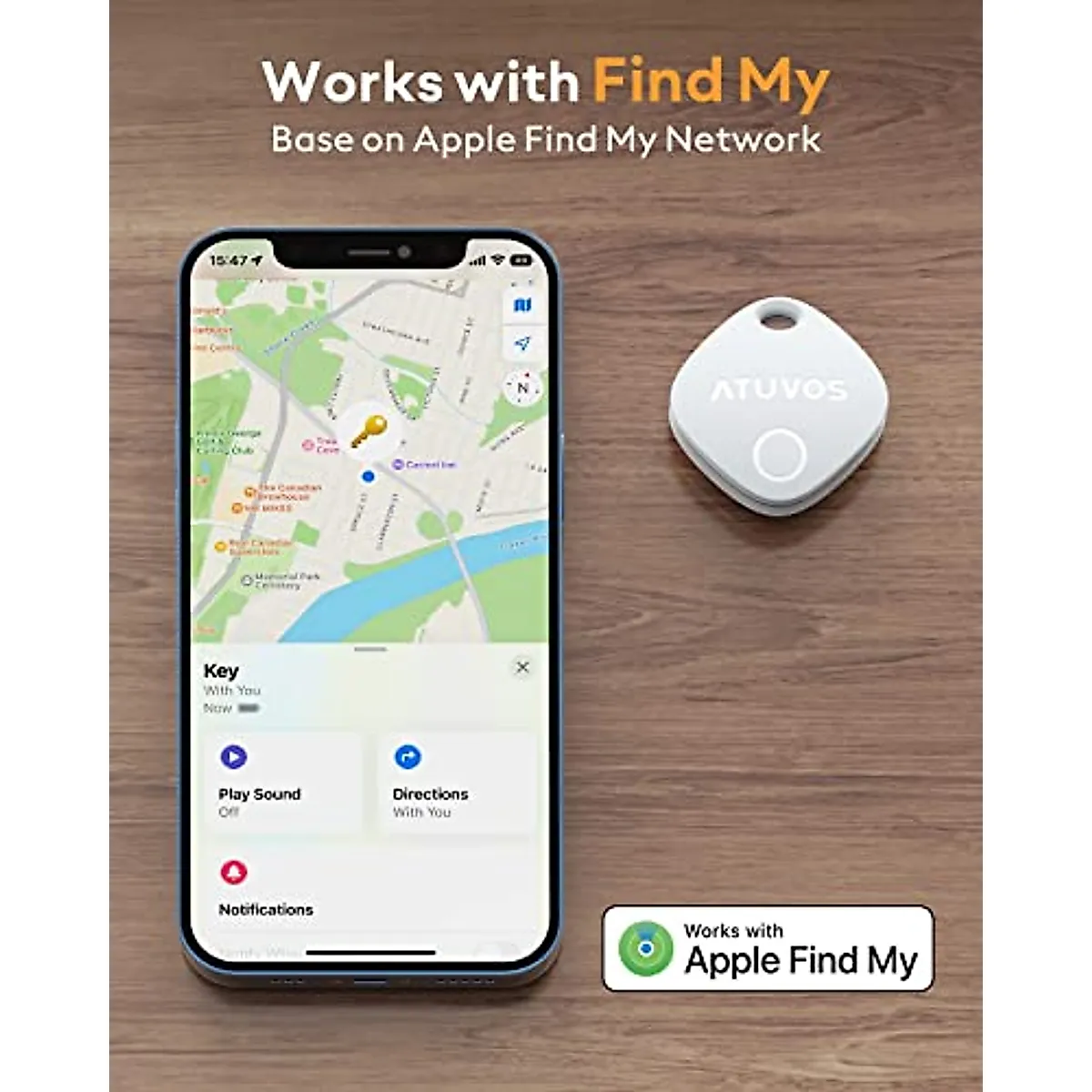 ATUVOS Luggage Tracker, Key Finder, Smart Bluetooth Tracker Pairs with Apple Find My (iOS Only), Item Locator for Bags, Wallets, Keys, Waterproof IP67, Anti-Lost 4 Pack
