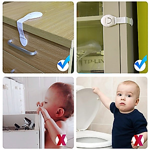 CCINEE 15pcs Child Safety Cabinet Locks, Baby Proofing Cabinet Locks for Cabinets Refrigerator Door Toilet lid and Drawers Door Latches 3M Adhesive No Tools or Drilling