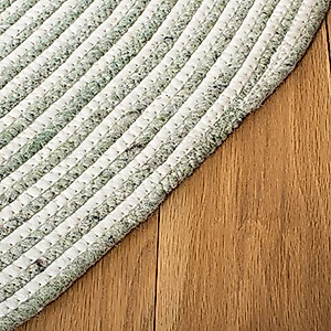 SAFAVIEH Braided Collection 4' x 6' Oval Green/Ivory BRD905Y Handmade Country Cottage Reversible Wool Entryway Foyer Living Room Bedroom Kitchen Area Rug