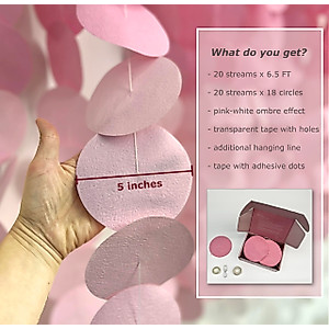 VINANT Party Decoration Garland Backdrop - Birthday Decoration - Baby Shower for Girl - Bachelorette Party - Wedding Shower - Graduation - Mothers Day - Ombre Effect Background - Pink Garland