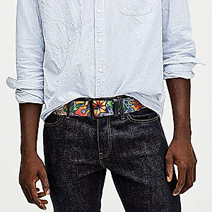 boxed-gifts Men's Assorted Graphic Printed Buckle Belts (Medium, Death or Glory)