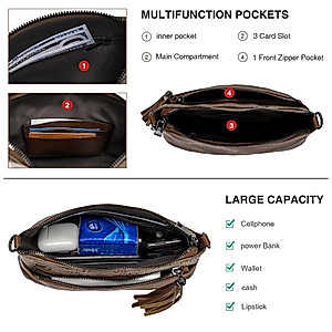 LAVAWA Western Purses for Women Ladies Wristlet Wallet Small Crossbody Cell Phone Clutch Purse Embossed with Tassel (Coffee)