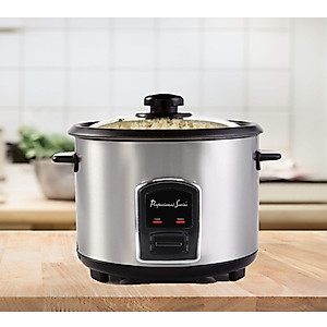 Professional Series 6-Cup Rice Cooker with Glass Lid Stainless Steel