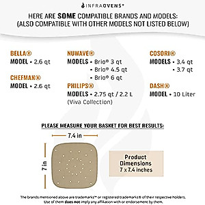 Air Fryer Liners Compatible with Bella, Chefman, Comfee, Cosori, Dash, Nuwave® Brio, Philips and More | Unbleached Air Fryer Parchment Paper Sheets, Pre-Cut 100pcs