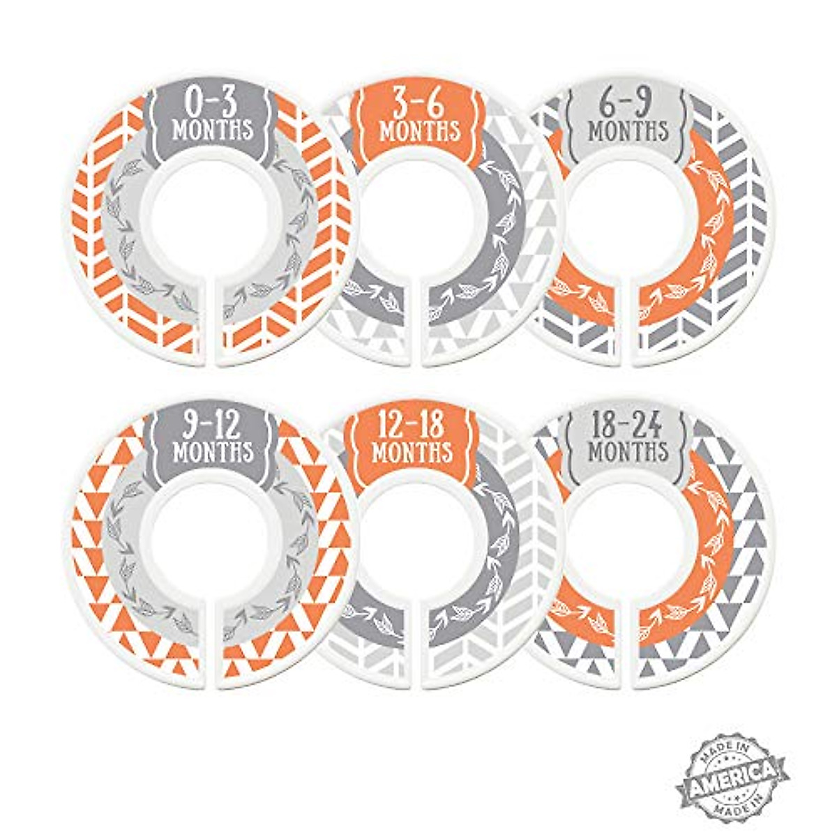 Modish Labels Baby Clothes Size Dividers, Baby Closet Organizers, Size Dividers, Baby Closet Organizers, Closet Dividers, Clothes Organizer, Boy, Woodland, Arrows, Tribal, Orange, Grey, Gray (Baby)